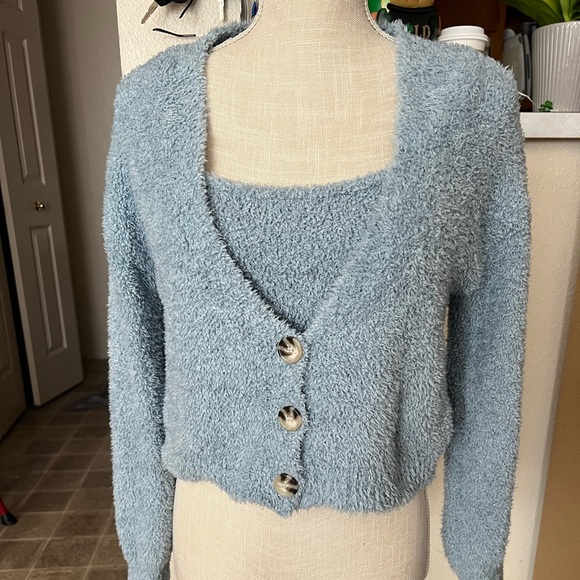 Jessica Simpson | Sweaters | Fuzzy Cardigan And Tank Set | Poshmark